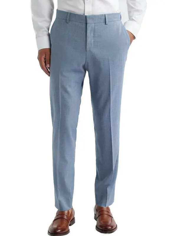 BOSS Genius Slim-fit Virgin Wool-blend Dress Pants - Open Blue