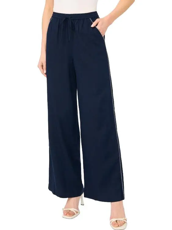 CECE DUPRAZ Contrast Trim Cropped Pants - Classic Navy