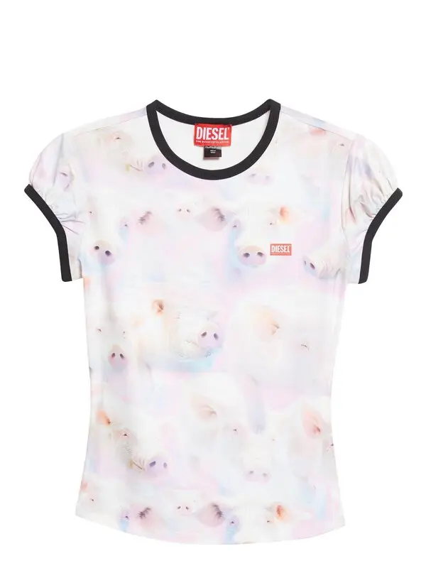 DIESEL® Printed Ringer T-shirt - Pink