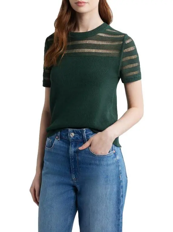 Rag & Bone Britt Openwork Crewneck Sweater - Forest