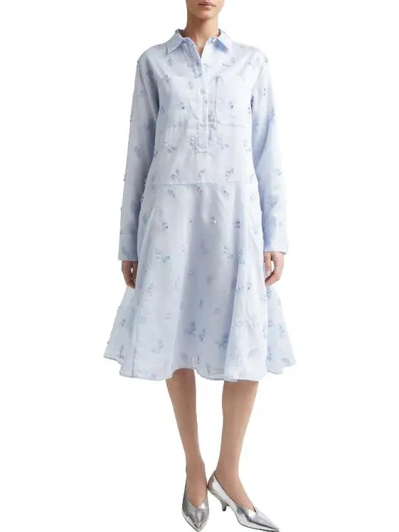 Altuzarra Carmel Embroidered Shirt Dress - 000438 Glacial Blue