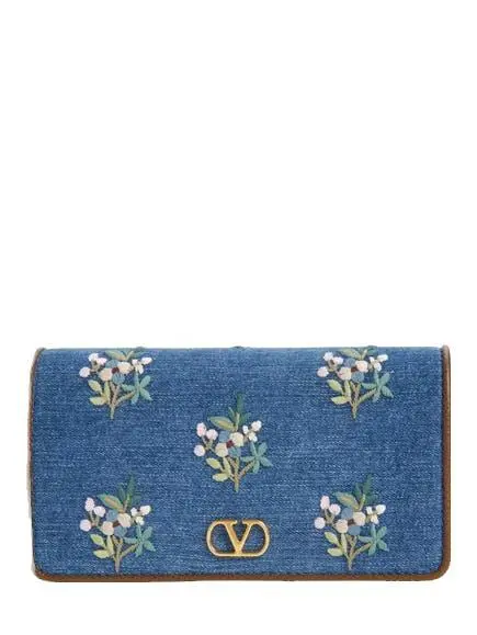 Valentino Garavani Vlogo Signature Denim Crossbody Bag - Blue Multi