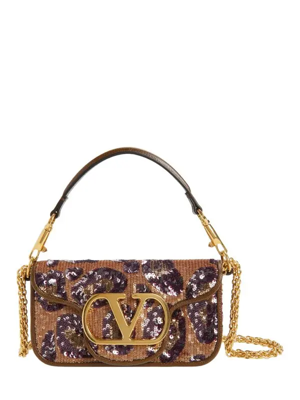 Valentino Garavani Small Loco Sequin Silk Shoulder Bag - Blue Multi