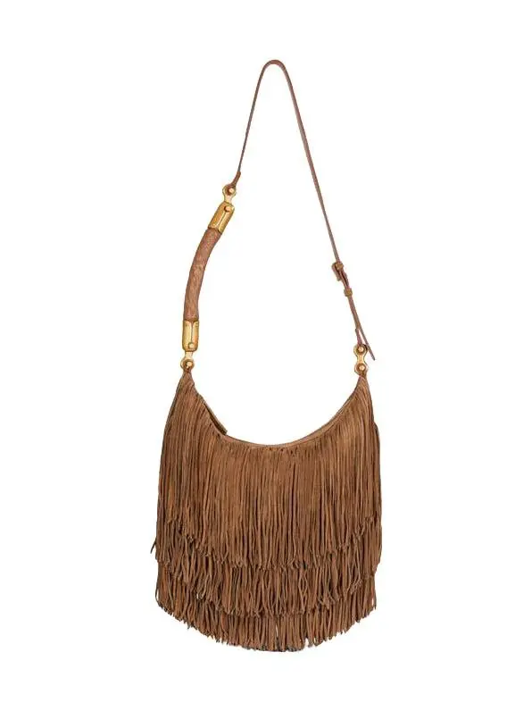 Balmain Ebene Hobo Bag With Fringes - Brown