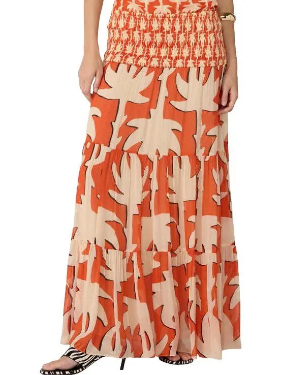 Diane Von Furstenberg Dina Maxi Skirt - Heritage Palm Big Burnt Orange