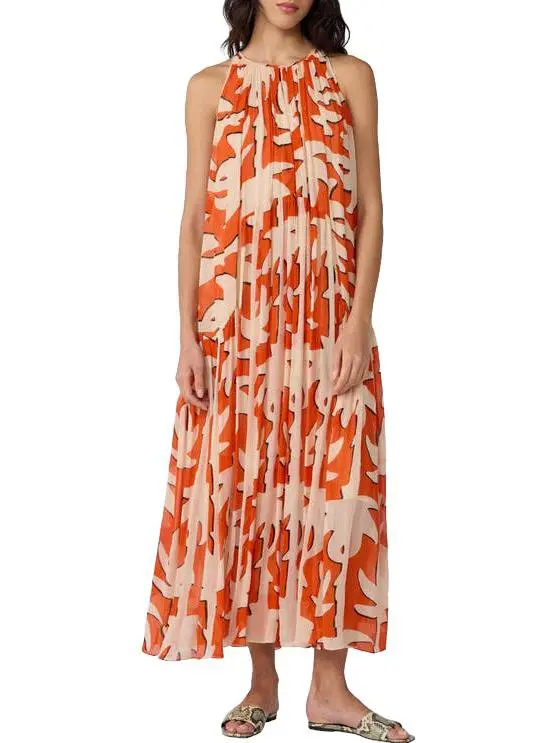 Diane Von Furstenberg Abstract Print Maxi Dress - Heritage Palm Big Burnt Orange