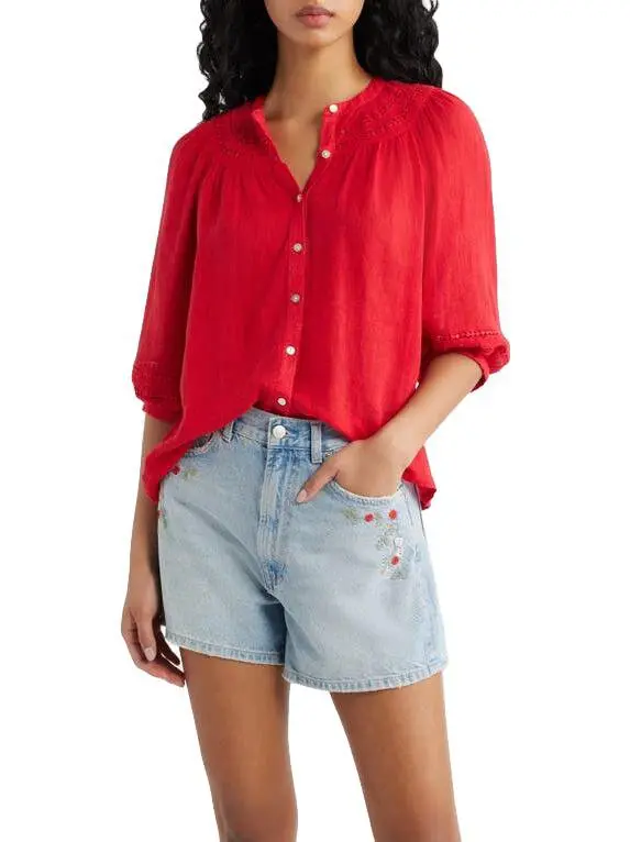 Rails X Giadzy Theia Button-up Top - Tomato