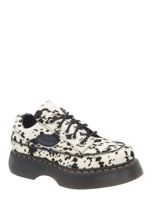 Dr. Martens Genuine Calf Hair Platform Oxford - Cream And Black Calf Hair