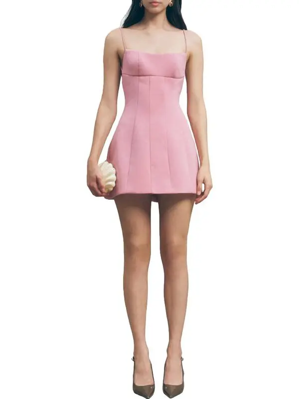 MAUDE CLUB Rhea Scoop Back Ponte Minidress - Pink
