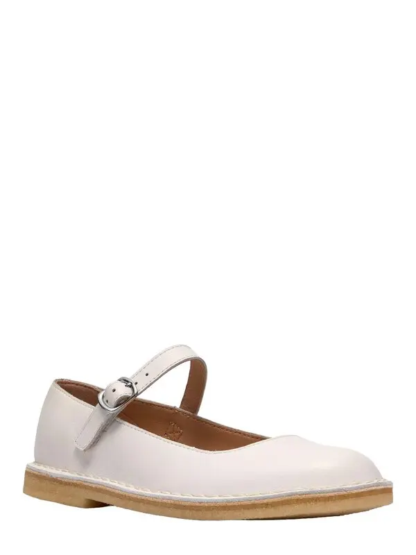 Clarks Desert Jane Mary Jane Flat - White Leather