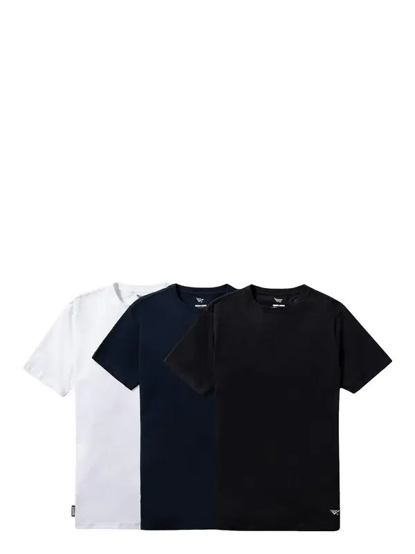PAPER PLANES 3-pack Essential Stretch Cotton Crewneck T-shirt - Navy Multi