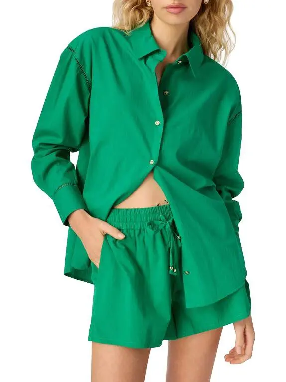 Cami Nyc Sumayya Oversize Ladder Stitch Cotton Button-up Shirt - Jade