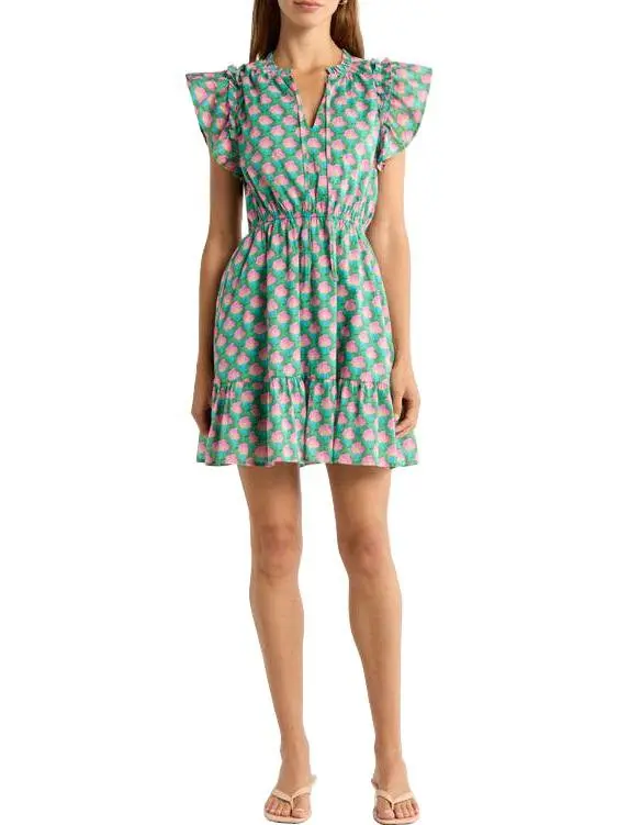 SUGARLIPS Floral Minidress - Grn-pink-mul