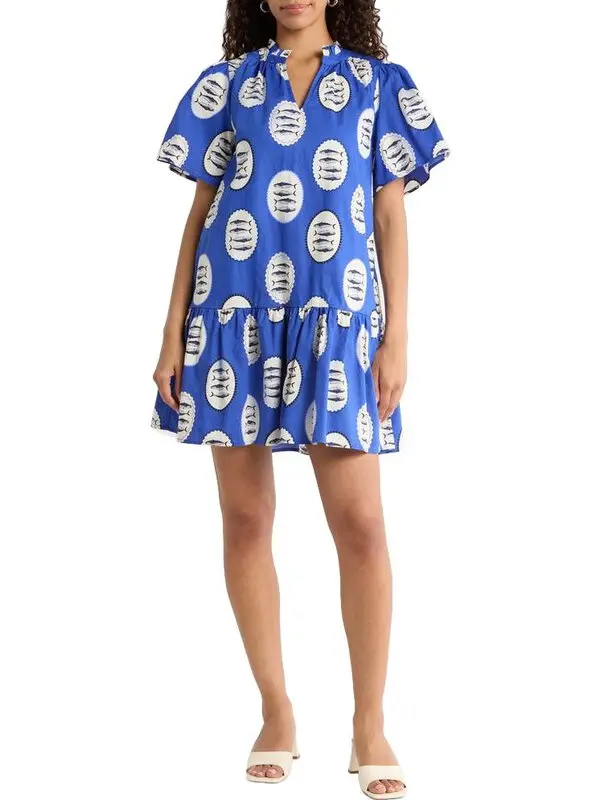 SUGARLIPS Cotton Shift Minidress - Navy-crm-blk