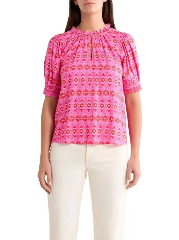 SUGARLIPS Mirany Ikat Bindy Top - Fuchsia Red Multi