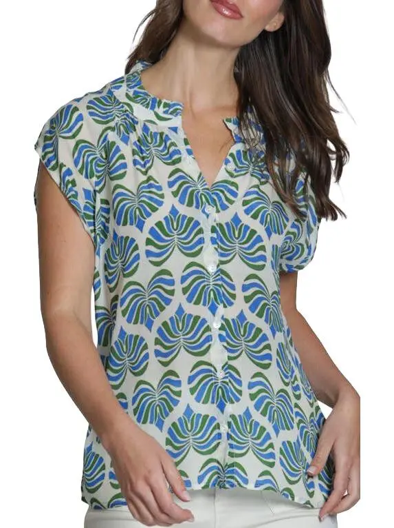 APNY Cap Sleeve Shell Top - Whiteblue Multi