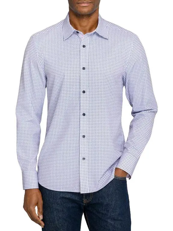 CON.STRUCT Slim Fit Round Geo Woven Long Sleeve Basic Shirt - Pink