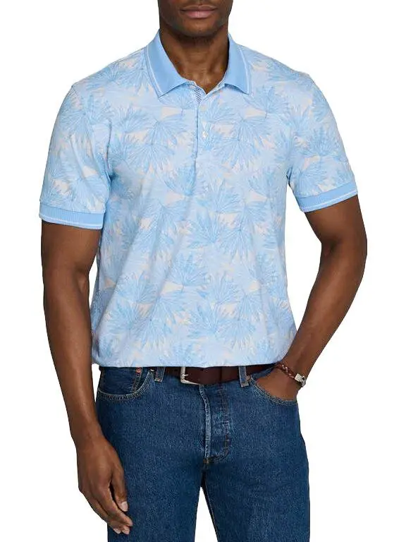 CON.STRUCT Slim Fit Leaf Polo Short Sleeve Shirt - French Blue