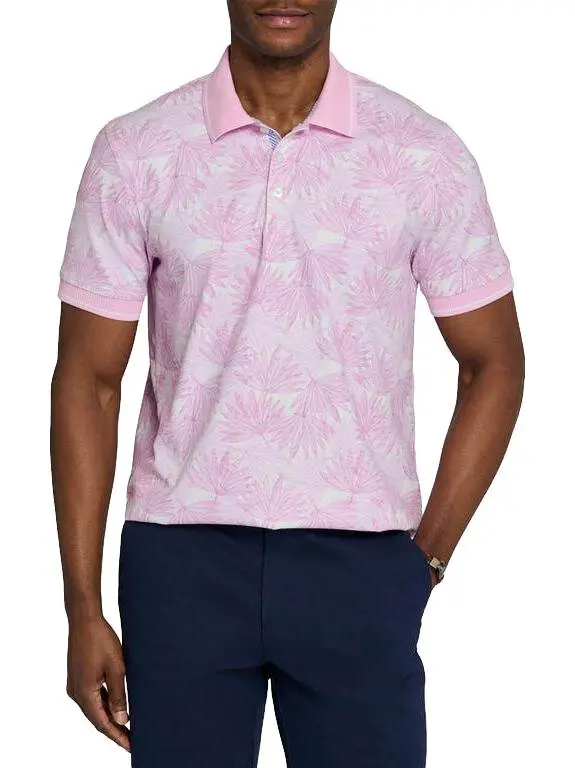 CON.STRUCT Slim Fit Leaf Polo Short Sleeve Shirt - Lt. Pink