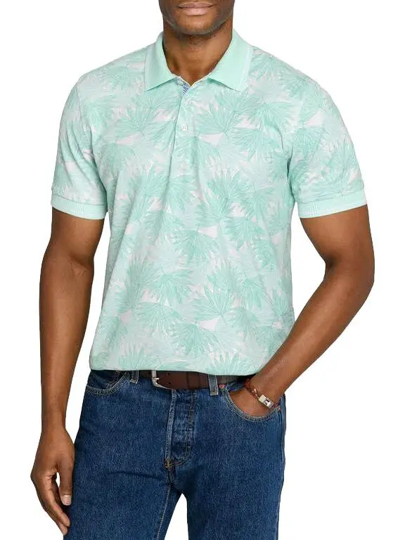 CON.STRUCT Slim Fit Leaf Polo Short Sleeve Shirt - Mint