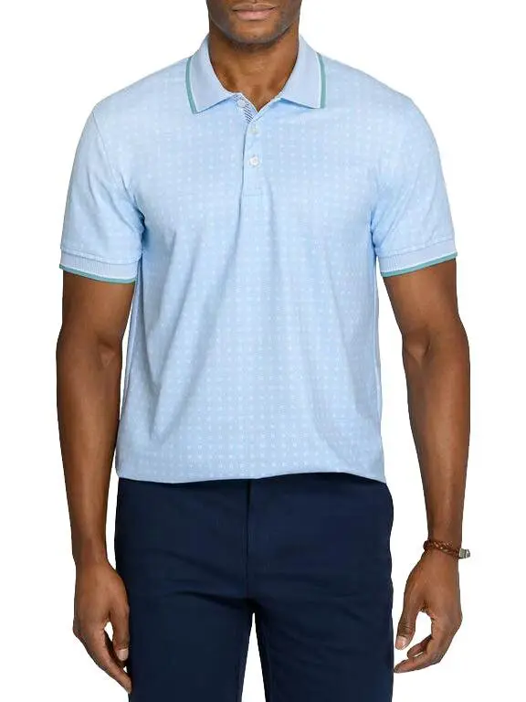 CON.STRUCT Slim Fit Square Dot Short Sleeve Polo - Lt Blue