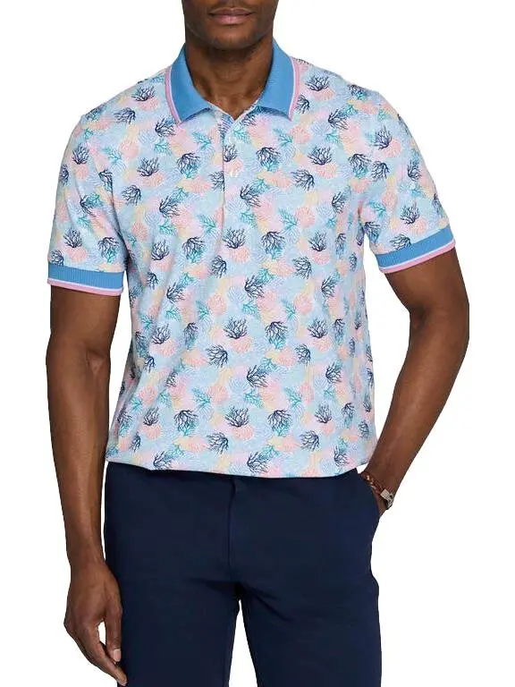 CON.STRUCT Slim Fit Coral Cluster Polo Short Sleeve Shirt - Multi
