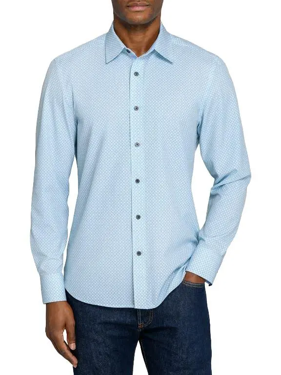 CON.STRUCT Slim Fit Diamond Geo Woven Long Sleeve Basic Shirt - White/green