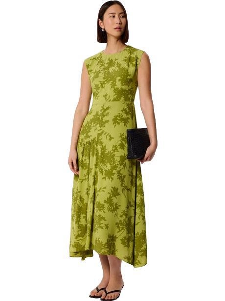 Whistles Floral Asymmetrical Midi Dress - Grn/multi