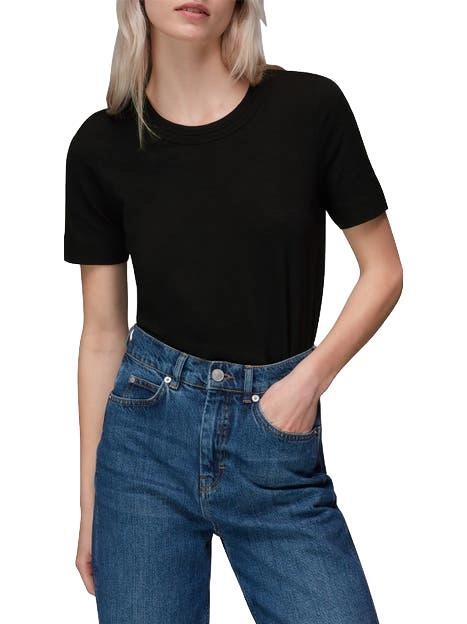 Whistles Rosa Trim T-shirt - Black
