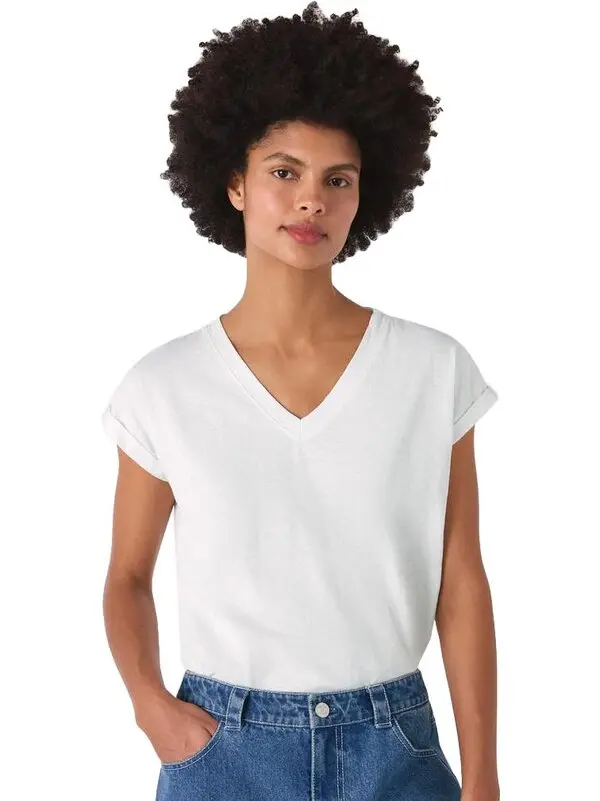 Whistles Willa V-neck Cap-sleeve T-shirt - White