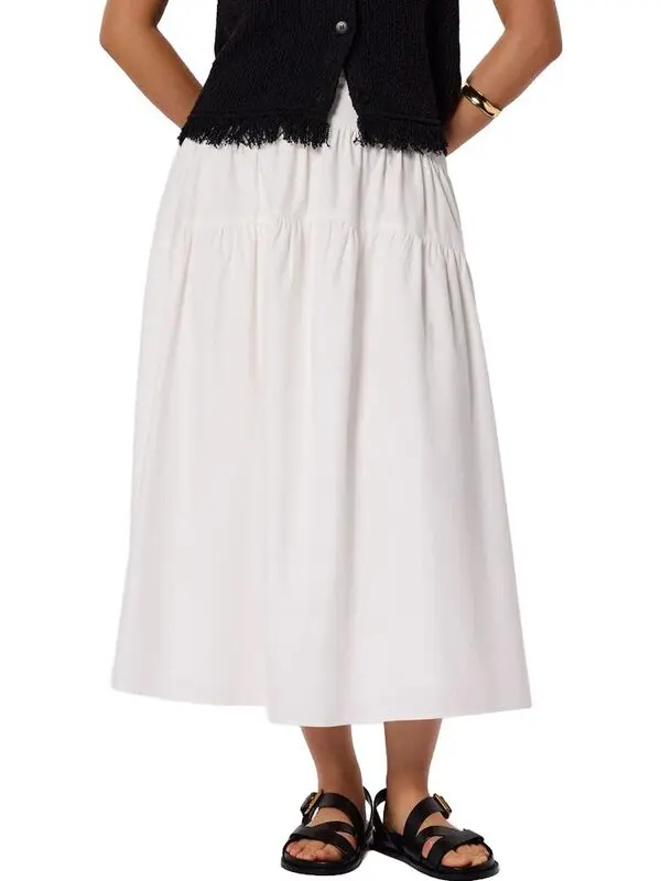 Whistles Tiered Hem Cotton Skirt - White