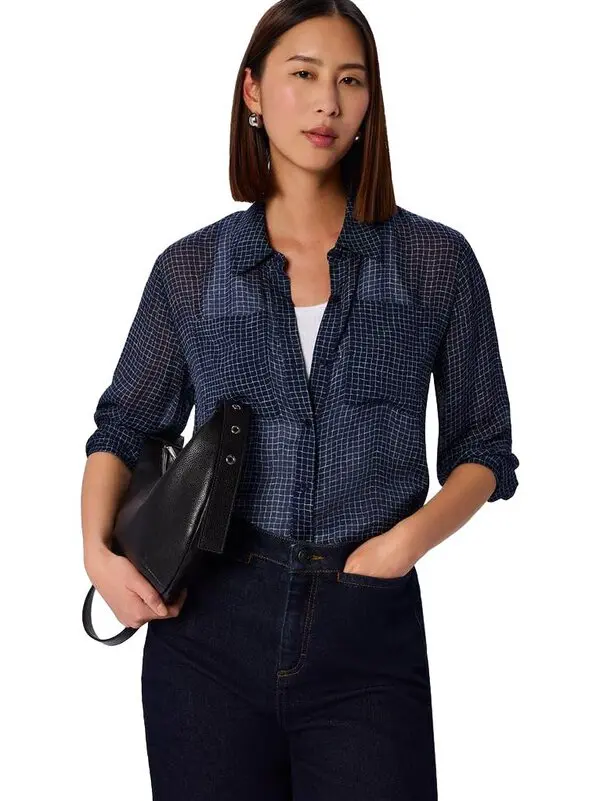 Whistles Grid Print Shirt - Navy/multi