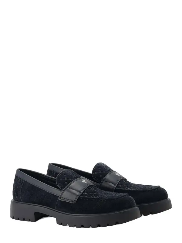 Tory Burch T Monogram Lug Sole Loafer - Navy/navy/navy