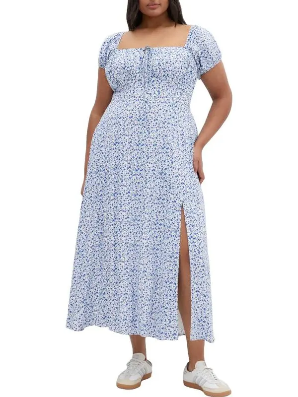 City Chic Floral Print Midi Dress - Azure Floral