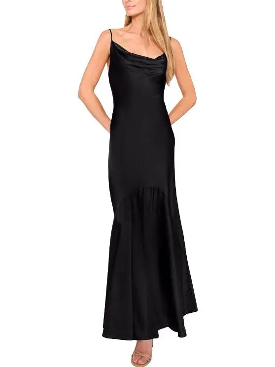 Ted Baker London Satin Maxi Dress With Cowl Neck - Rich Black