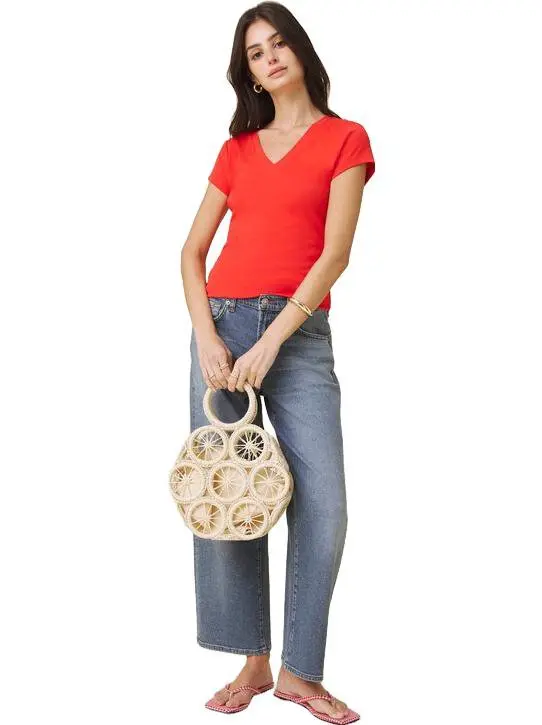 Splendid Stretch V-neck Tee - Natural