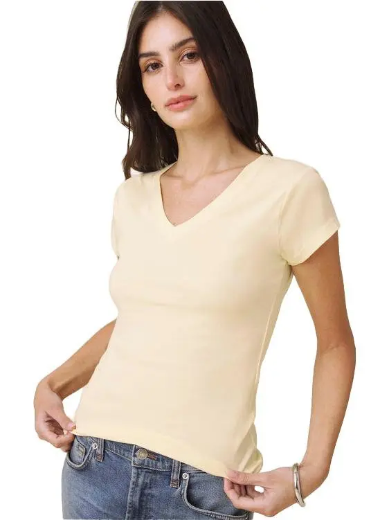 Splendid Stretch V-neck Tee - Yellow