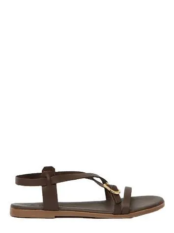 MENINA STEP Vera Chestnut Strappy Flat Sandal - Denim