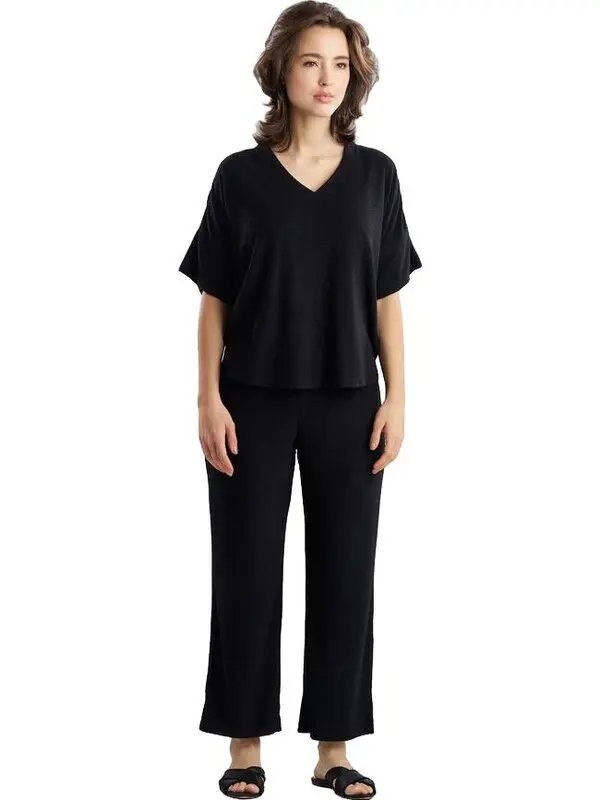 Natori Terry Lounge Top And Pant Set - Black