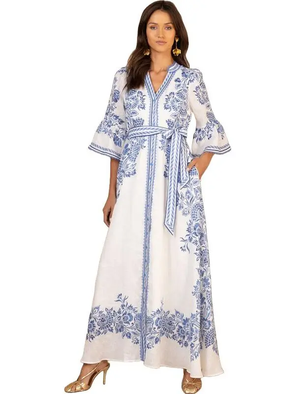 Hale Bob Maxwell Linen Maxi Dress - Blue