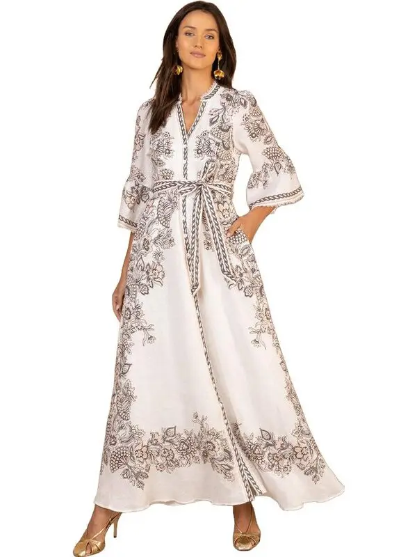 Hale Bob Maxwell Linen Maxi Dress - Brown / Neutral