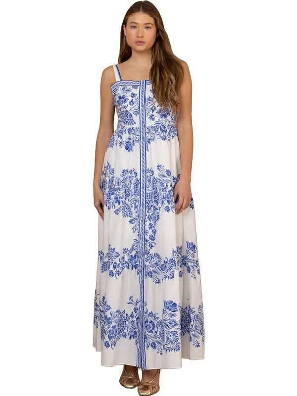 Hale Bob Cotton Poplin Maxi Dress - Blue