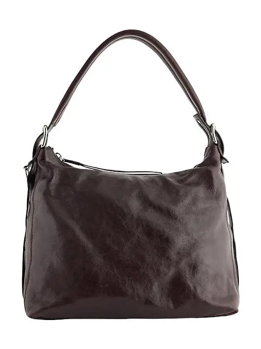 LEMAIRE Small Belted Leather Hobo Bag - Chianti