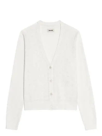 Zadig&Voltaire Manala Pointelle Cotton Cardigan - Eggshell