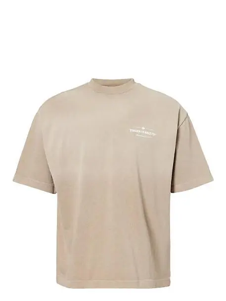 THE COUTURE CLUB Spray-wash Logo-print Cotton T-shirt Xxl - Beige