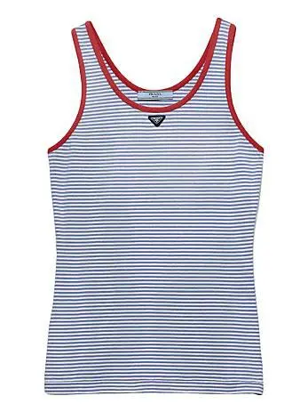 Prada Striped Cotton-jersey Tank Top - Light Blue