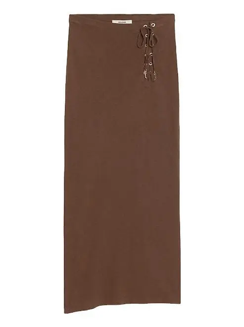 Zadig&Voltaire Cotton And Linen Maxi Skirt With Lace-up Detail - Coconut
