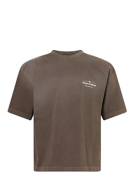 THE COUTURE CLUB Spray-wash Logo-print Cotton T-shirt - Brown