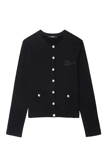 Zadig&Voltaire Appliqué Cotton-fleece Cardigan - Black