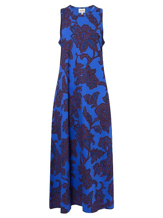 ME+EM Floral Sleeveless Cotton Maxi Dress - Blue Multi